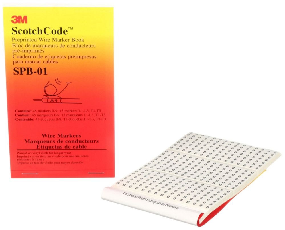 3M SPB-01 Scotchcode Pre-Printed Wire Marker Book, Black Print On A ...