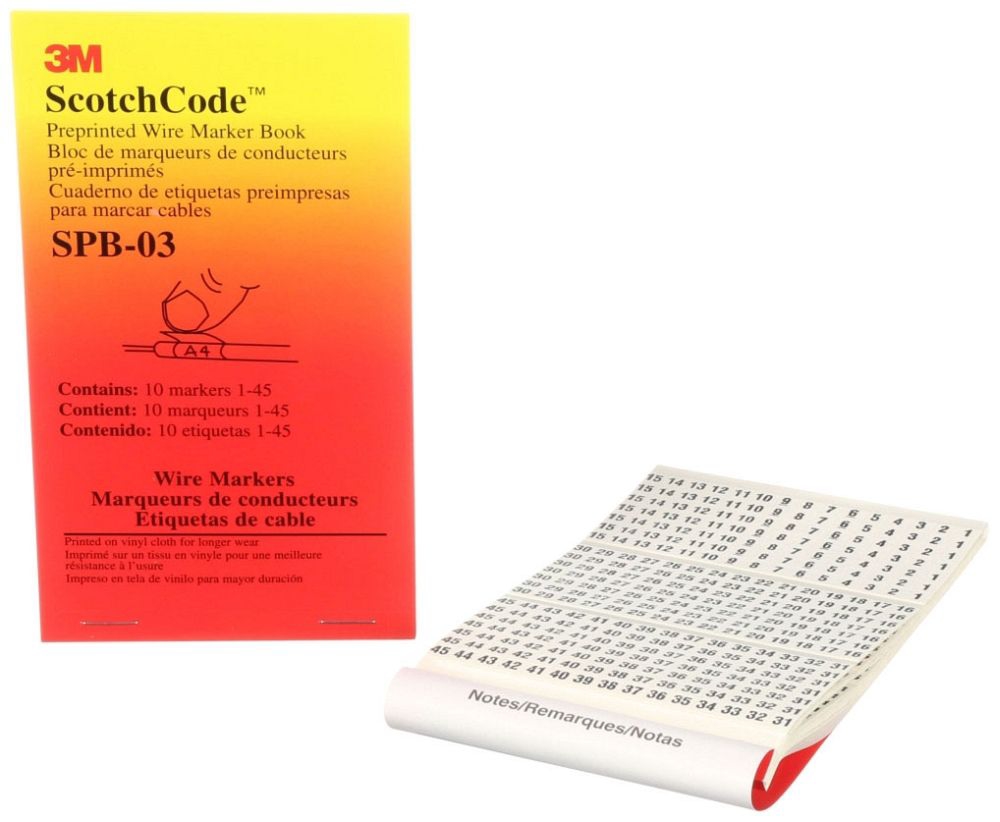 3M SPB-03 Scotchcode Pre-Printed Wire Marker Book, Black Print On A ...