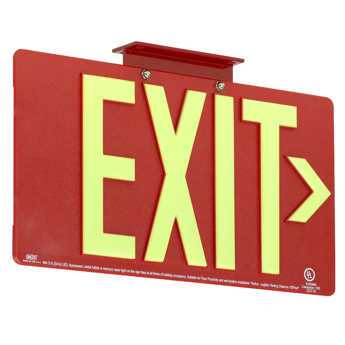 Dual-Lite DPLP100SR 100Ft Viewing Distance Exit Sign | Gordon Electric ...