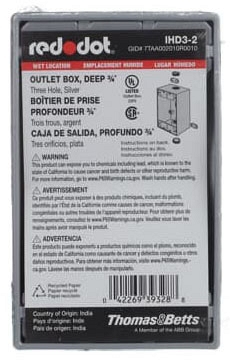 Red Dot IHD3-2 1-Gang Weatherproof Box w/3 3/4"" Hubs | Gordon Electric ...