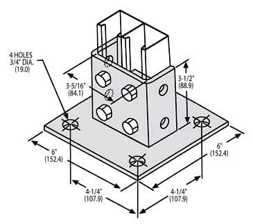 Superstrut AP235-SQ-SS Square Post Base Connector Height 3.5 ...