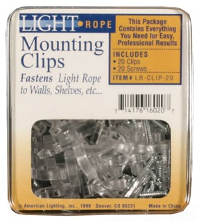 AMER-LTG LR-CLIP-20 PACKAGE OF 20 1/2IN ROPE LT MOUNTNG CLIPS & SCREWS ...