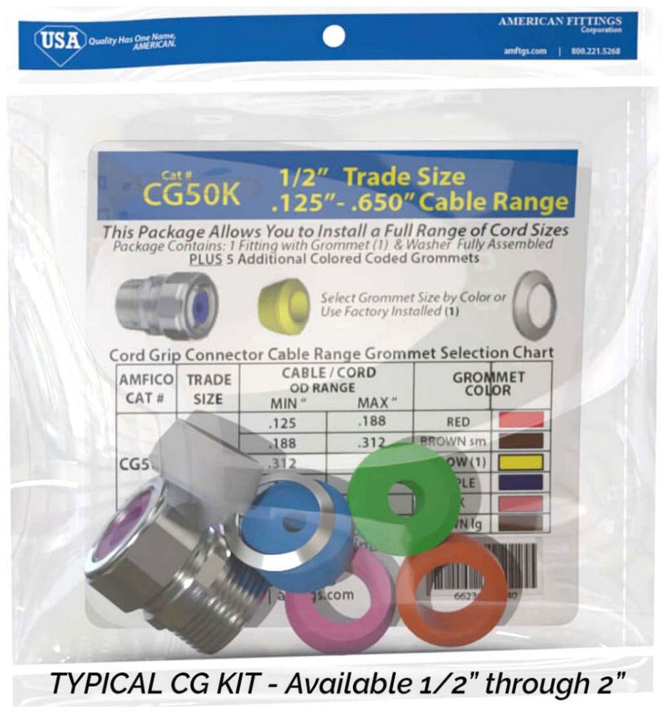 American Fittings CG-100K 1"" .375-1.125 Cord Grip Connector Kit Steel ...