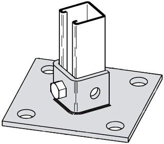 BLINE B279GRN POST BASE FOR 1 5/8-IN. X 1 5/8-IN. CHANNEL 6-IN. X 6-IN ...