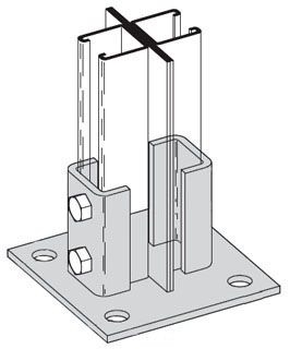 BLINE B281MSQHDG POST BASE FOR B22-2PL CHANNEL 6-IN. X 6-IN. X 3 1/2-IN ...