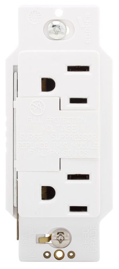 Cooper 1208W Tvss Receptacle Duplex 15A 125V Surgebloc White | Gordon ...