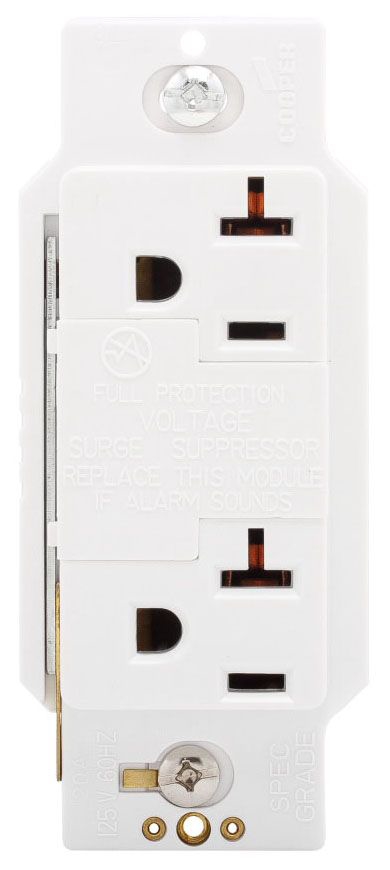 Cooper 1210W Tvss Receptacle Duplex 20A 125V Surgebloc White | Gordon ...