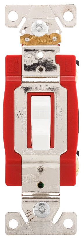 Cooper 1221W Switch Toggle Sp 20A 120/277V Construction Grade Back ...