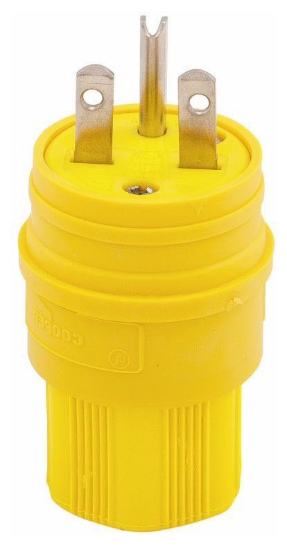 Cooper 14W49 Plug Watertight 15A 250V 2P3W Straight Yellow | Gordon ...