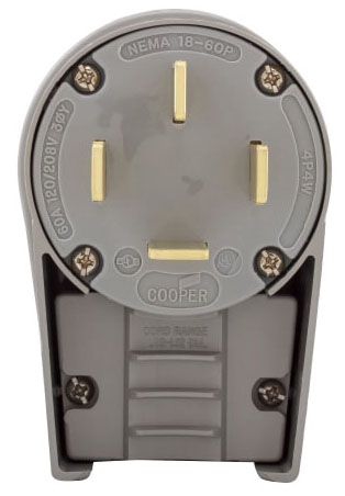 Cooper 4516AN Plug Angle 60A 120/208V 3Ph 4P4W Straight Gray | Gordon ...