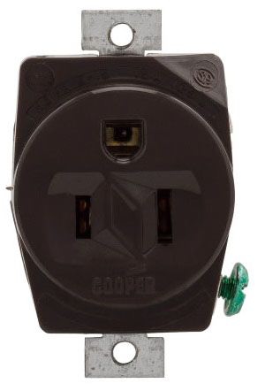 Cooper 5284B Receptacle Single 15A125V2P3W W/Short Strap 1.9375In Brown ...