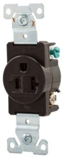 Cooper 5361B Receptacle Single 20A125V 2P3W Brass Strap Back & Side ...
