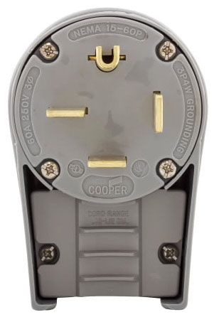 Cooper AH8462AN Plug Angle 60A 250V 3Ph 3P4W Straight Gray | Gordon ...