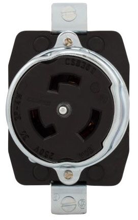 Cooper CS8369 Receptacle Single 50A 250V 3Ph 3P4W Locking Black ...