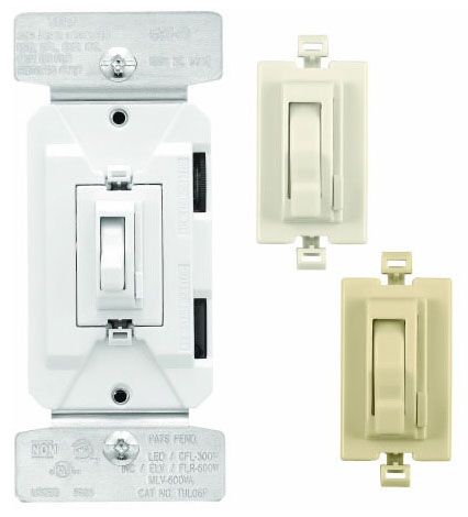 Cooper TUL06P-C2 Toggle Dimmer W/ Preset White/Ivory/Light Almond ...