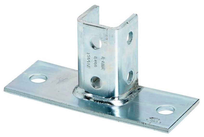 B-Line B280FLSS4 Post Base 1-5/8"" X 1-5/8"" Channel, 8"" X 3-1/8"" X 3 ...