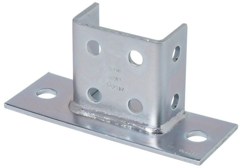 B-Line B281FLHDG Post Base 1-5/8"" X 1-5/8"" Side By Side Channel,8"" X ...