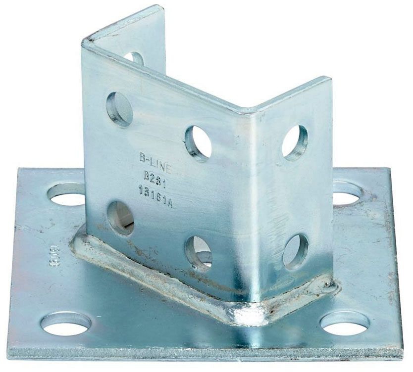B-Line B281GRN Post Base 1-5/8"" X 1-5/8"" Side By Side Channel, 6"" X ...