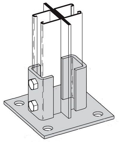 BLINE B281MSQHDG POST BASE FOR B22-2PL CHANNEL 6-IN. X 6-IN. X 3 1/2-IN ...