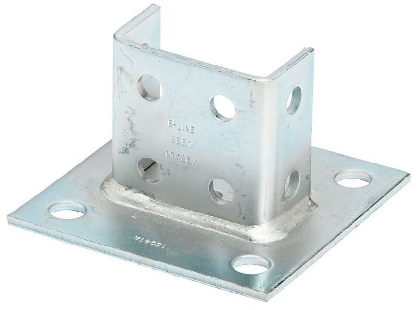B-Line B281SQZN Post Base 1-5/8"" X 1-5/8"" Side By Side Channel, 6"" X ...