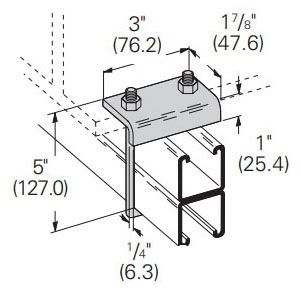 B-Line B441-22ASS6 Beam Clamp, 1-5/8"" X 1-5/8"" Back To Back Channel ...