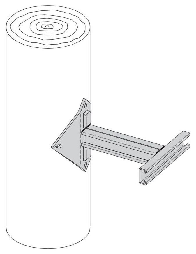 B-Line B852S-12-6ZN Utility Pole Bracket, 12"" W, 6"" Depth, Zinc ...