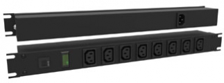 HAMMOND MFG 1582T8E1BK OUTLET STRIP - 230VAC/10A IEC HORIZONTAL RACK ...