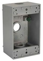 Raco 5320-5 1-Gang Weatherproof Box, Three 1/2"" Threaded Outlets, Gray ...