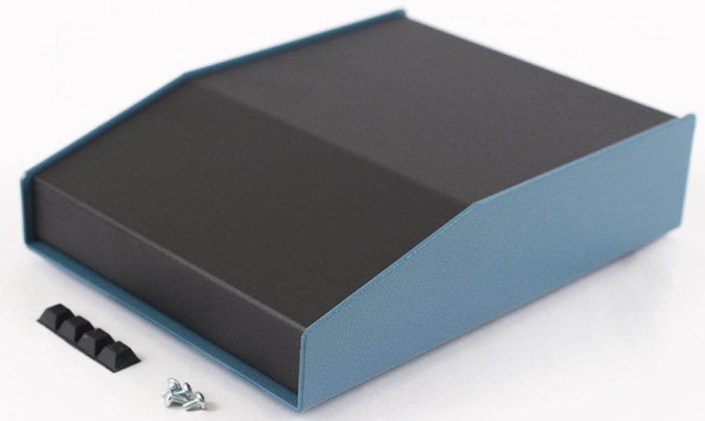 HAMMOND MFG 1456FH2BKBU SLOPED METAL CONSOLES 15 DEGREE BLACK TOP BLUE ...