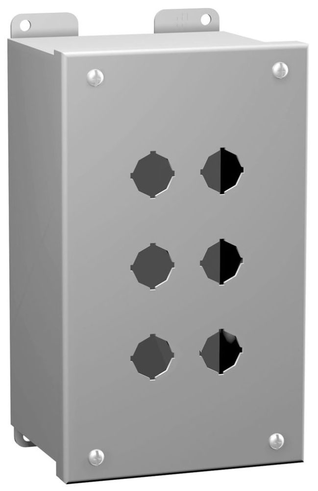 Hammond Mfg MPB2LG Pushbutton Enclosure 2 Pushbuttonx22mm - Steel/Light Gray | Gordon Electric ...