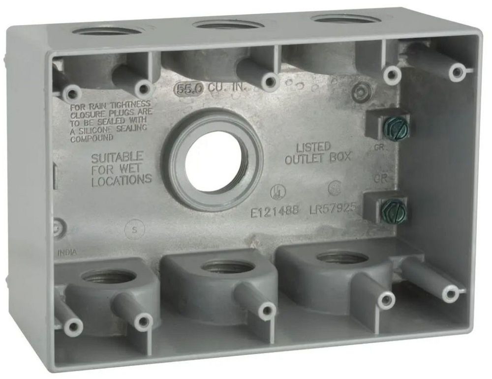 Raco 5390-0 3-Gang Weatherproof Box w/7 3/4"" Hubs | Gordon Electric ...