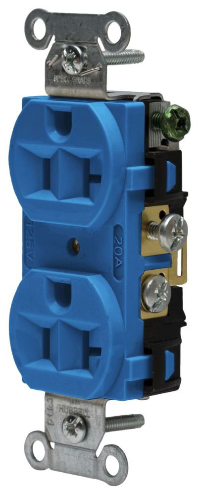HUBBELL 5362ABL RECEPTACLE DUPLEX SB HUBPRO 20A 125V FG BLUE | Gordon ...