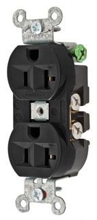 Hubbell 5362BLK Receptacle, Duplex Straight Blade, Hubpro, 20A 125V, Sm ...