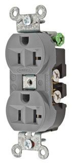 Hubbell 5362G Receptacle, Duplex Straight Blade, Hubpro, 20A 125V, Sm ...