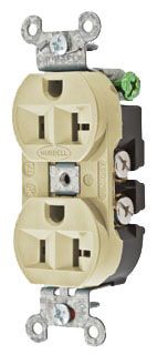 Hubbell 5362I Receptacle, Duplex Straight Blade, Hubpro, 20A 125V, Sm ...