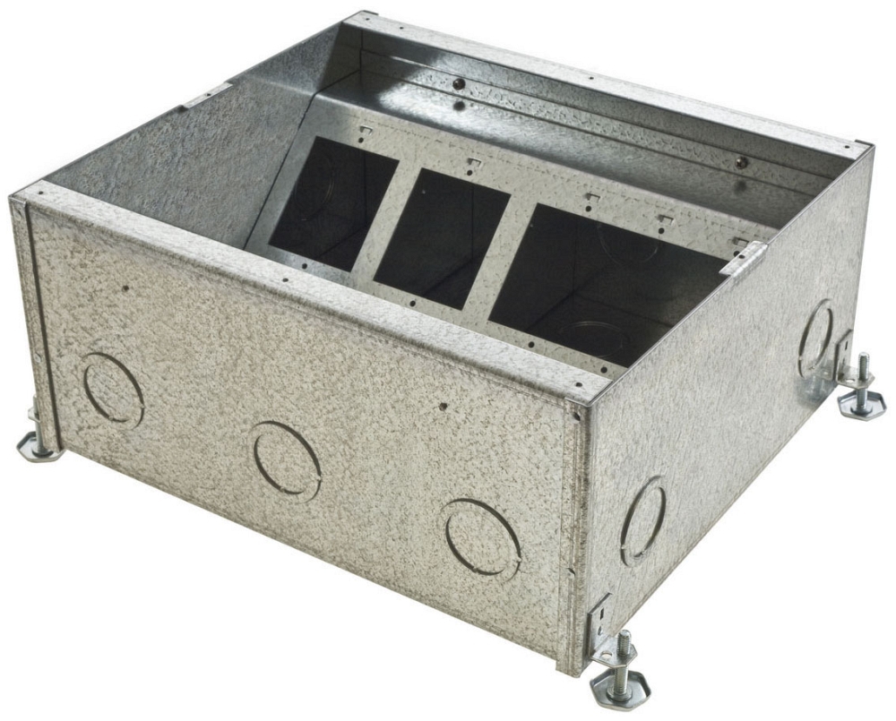 Hubbell CFB11G4 Recessed Floor Box, 11-Gang, 4"" Deep, Av Style ...