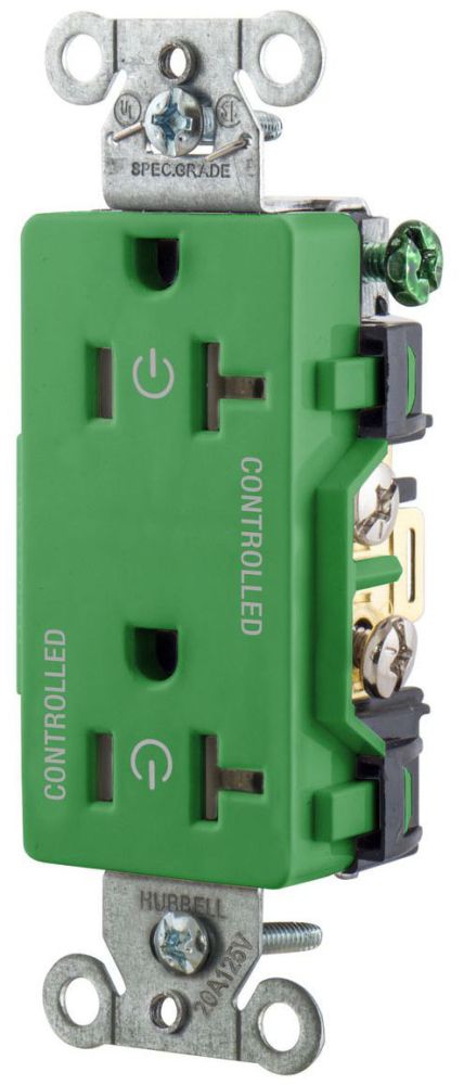HUBBELL DR20C2GN 20A 125V DECO RCPT | Gordon Electric Supply, Inc.