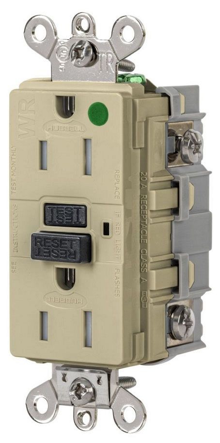 Hubbell GFSG8200I 15A 125Vac Industrial Tamper/Weather Resistant Ground ...