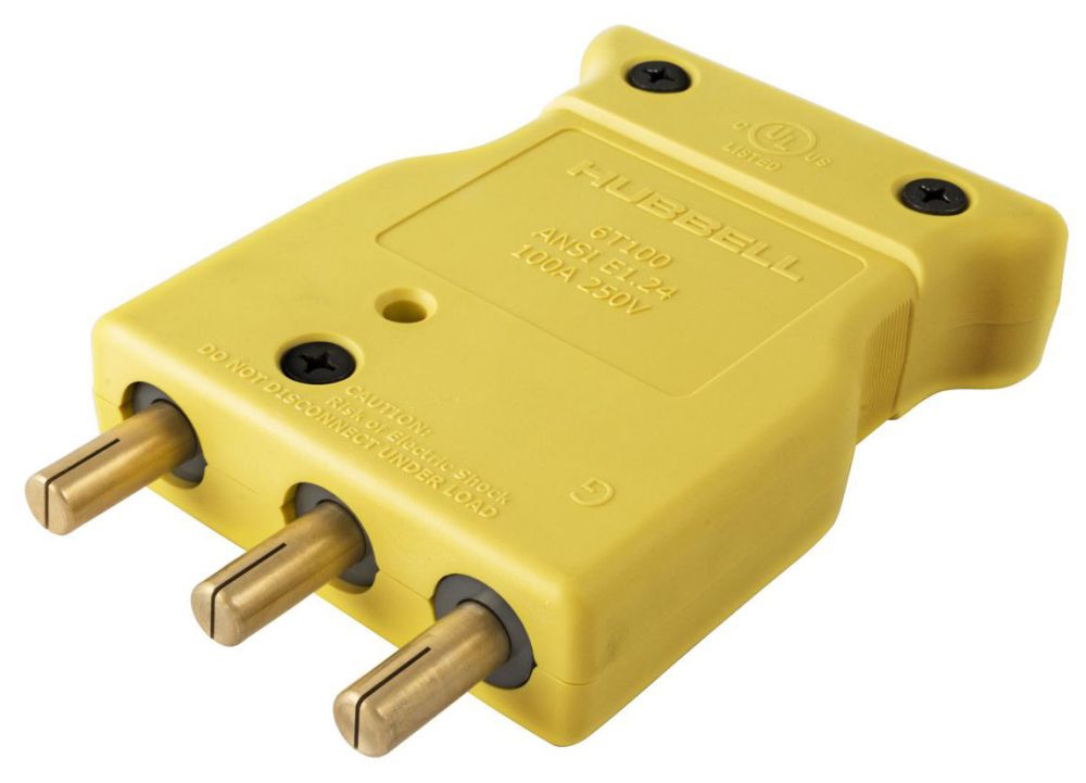 Hubbell HBL106SPM 100A 250V Stage Pin Inline Male | Gordon Electric ...