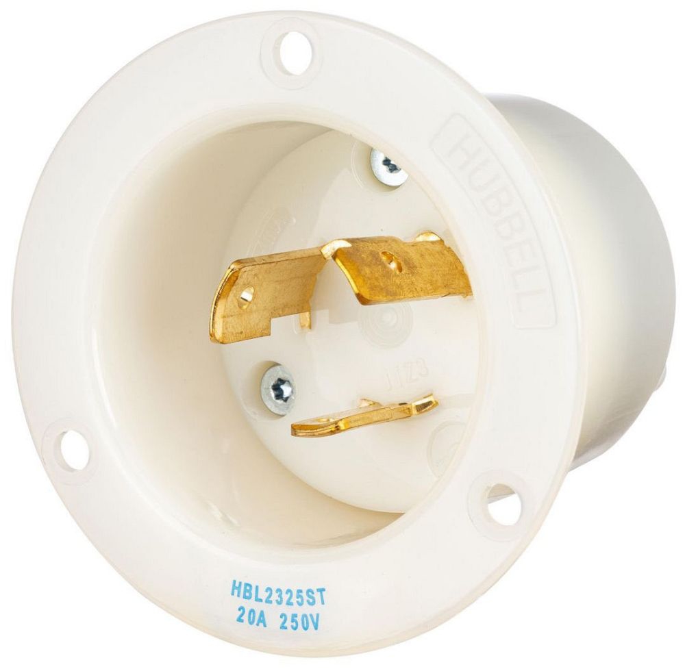 Hubbell HBL2325ST Locking Flange-Inlet 20A 250V L6-20P Wh Sp T | Gordon ...