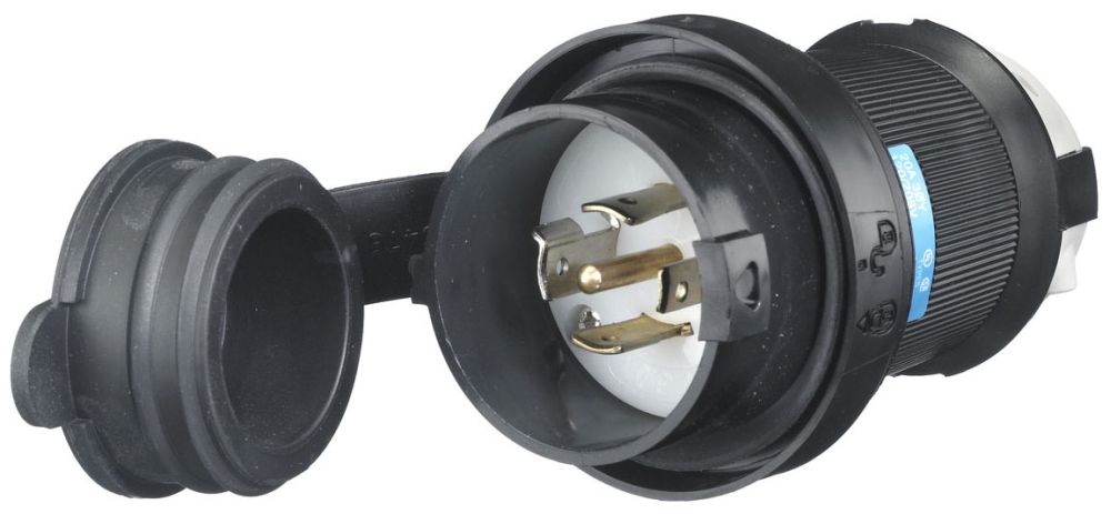 Hubbell HBL2511SW Locking Watertight Safety-Shroud Plug, 20A 120/208V ...