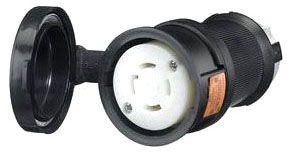 Hubbell HBL2713SW Locking Watertight Safety-Shroud Connector, 30A125 ...