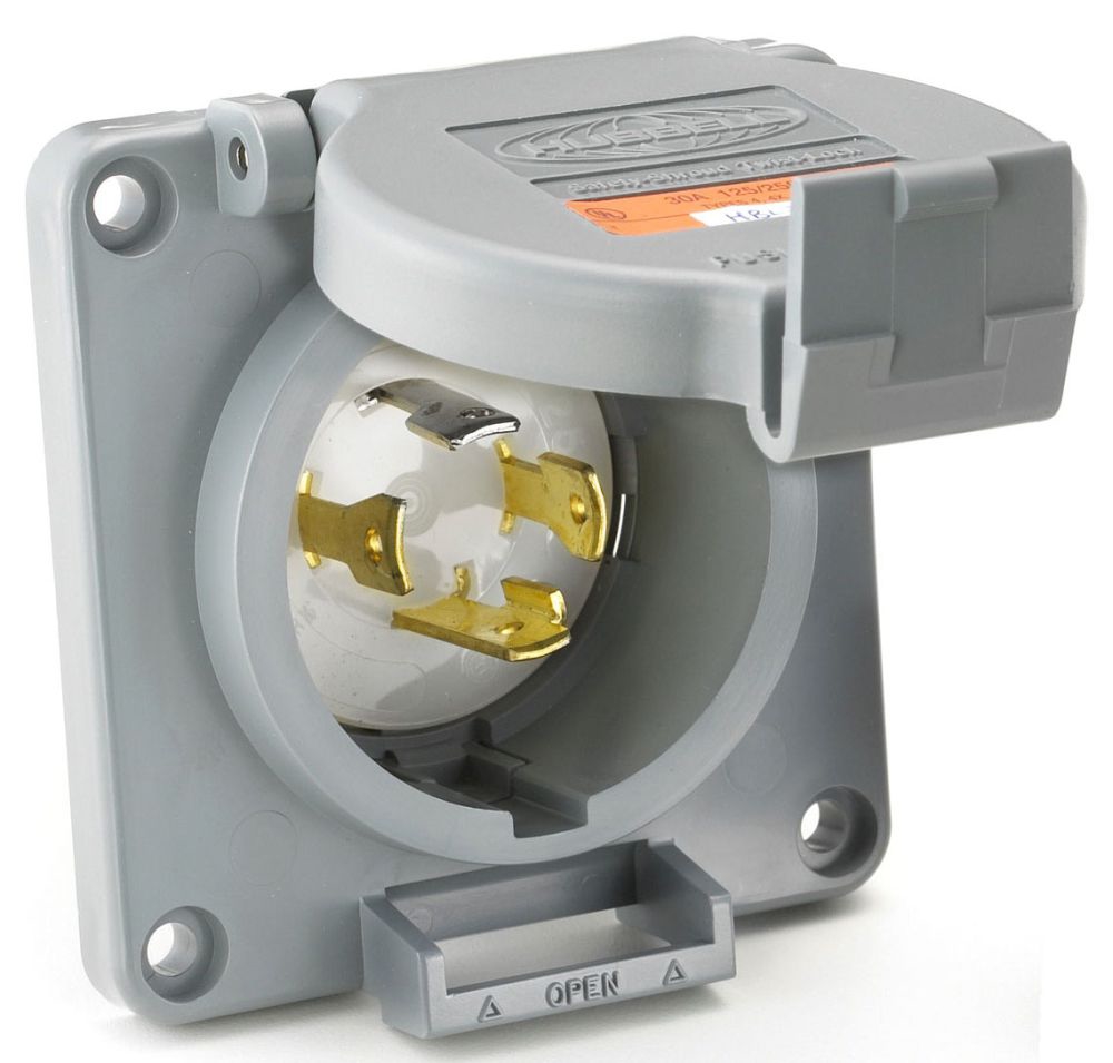 Hubbell HBL2725SWR Watertight Safety-Shroud Fl-Inlet,30A 3P 250V,L15 ...