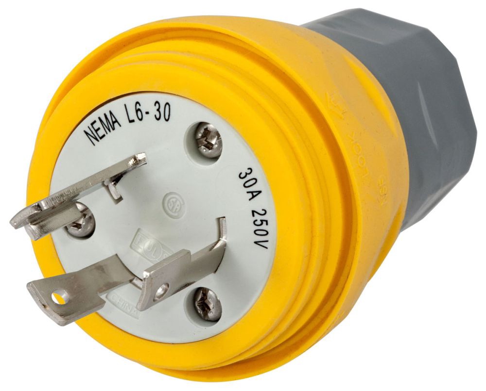 Hubbell HBL28W48 Plug Nema L6-30P, 30A 250V, Yellow | Gordon Electric ...