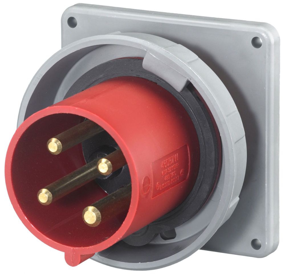 Hubbell HBL4100B7W Pin And Sleeve, Inlet, 3P4W, 100A 3P 480V,4X/69K ...