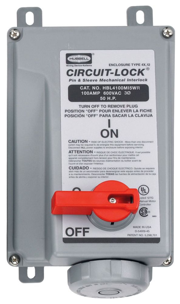 Hubbell HBL430MI7WR Pin And Sleeve, Iec, Mechanically Interlocked, 3P4W ...