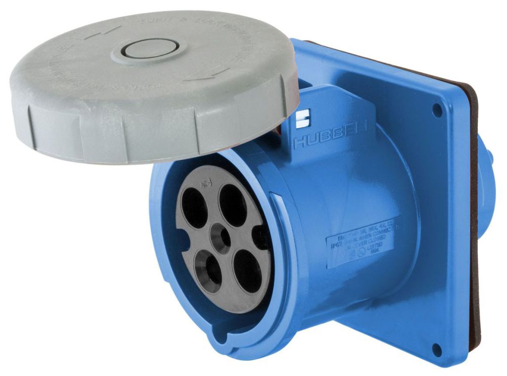 Hubbell HBL460R9W Pin And Sleeve, Receptacle, 3P4W, 60/63A 200-250V,4X ...