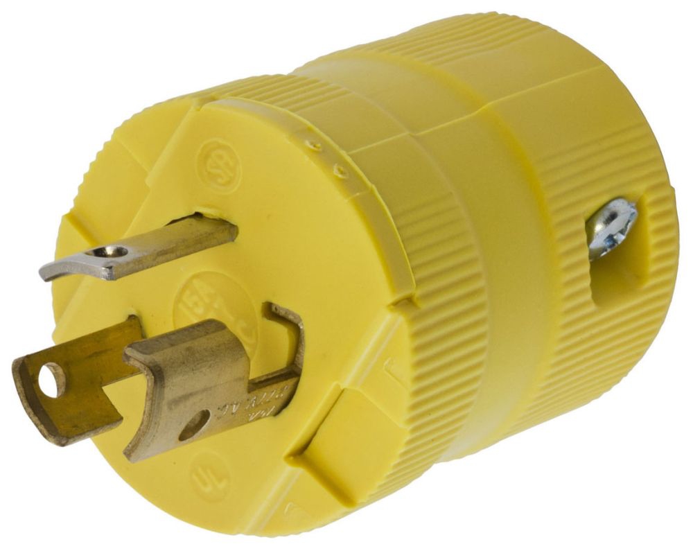 Hubbell HBL4723VY Locking Valise Plug, 15A 125V, L5-15P, Yellow ...