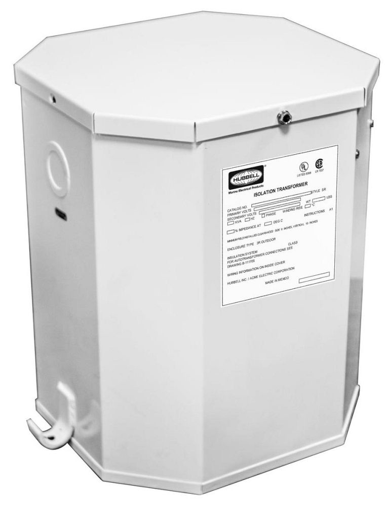Hubbell HBL50AITW Marine Transformer 50A, 60Hz, White | Gordon Electric ...
