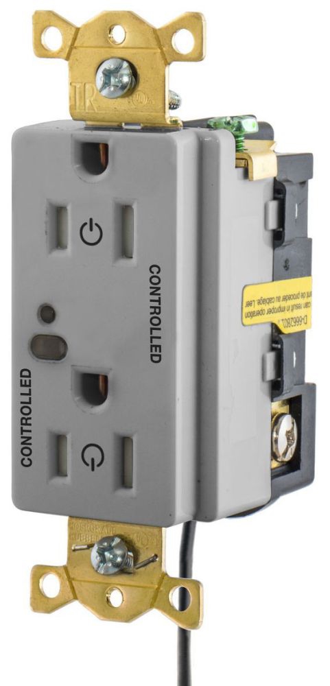 Hubbell HBL5262LC2GY Load Controlled Duplex Receptacle, Fully ...